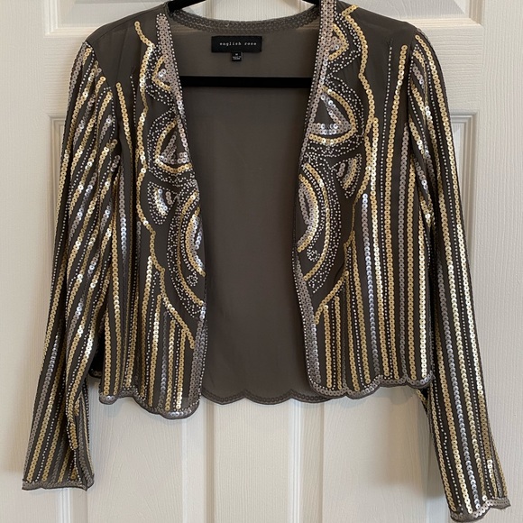 english rose | Jackets & Coats | Silver And Gold Sequin Jacket | Poshmark